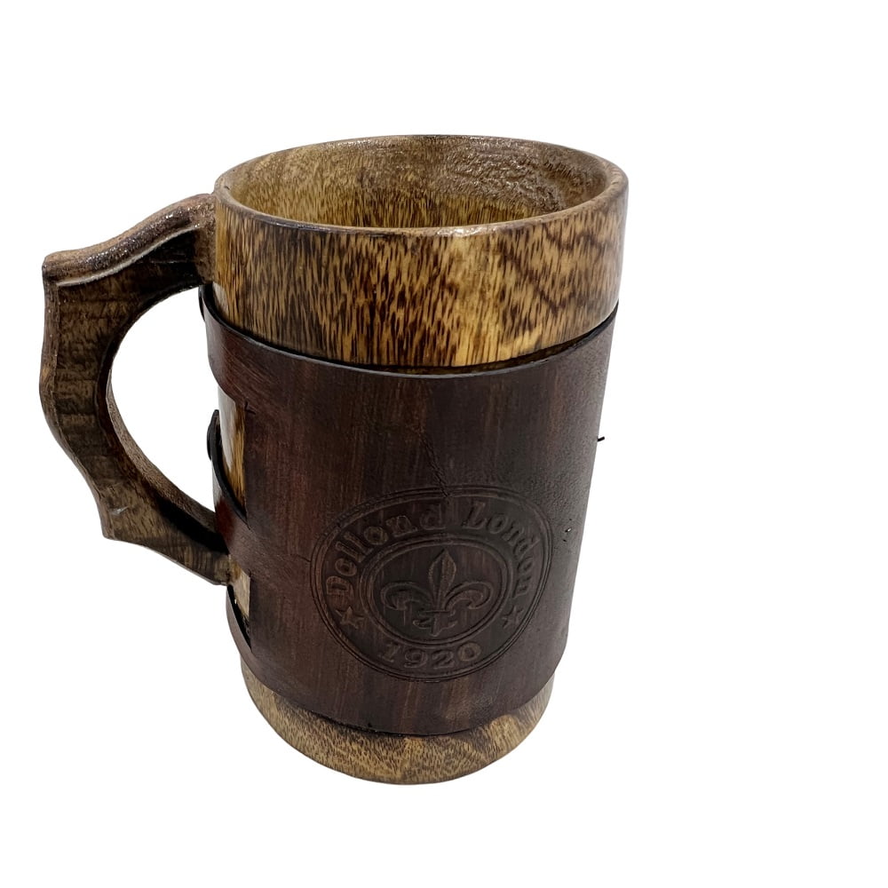 CollectiblesBuy Handmade Leather Wrapped Hand Carved Rustic Wood Mug ...