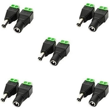 12V DC Power Connector 5.5mm x 2.1mm, Guy-Tech (10 x Male + 10 x Female) Power Jack Adapter for ...
