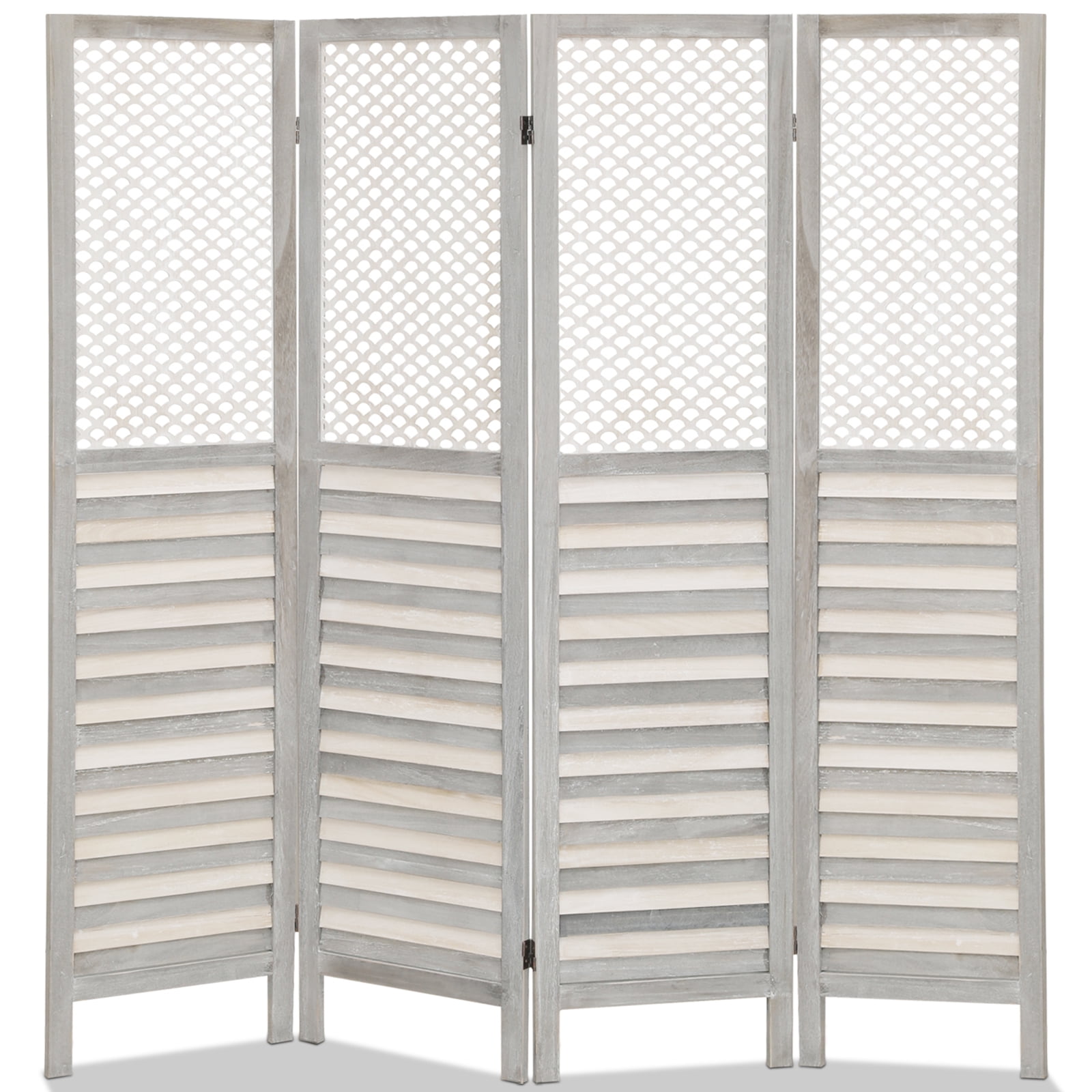 Ecomex 4 Panel Room Divider, Wood Mesh+Louver-Design Folding Screen, 64 ...