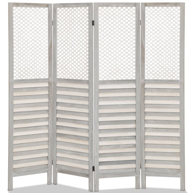 Ecomex 4 Panel Room Divider, Wood Mesh+Louver-Design Folding Screen, 64 ...