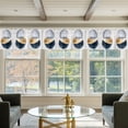 Blue Gold Gray Color Block Valances for Windows Bohemian Pattern Rod ...
