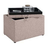 Pemberly Row Accent Storage Ottoman with Reversible Tray in Beige ...