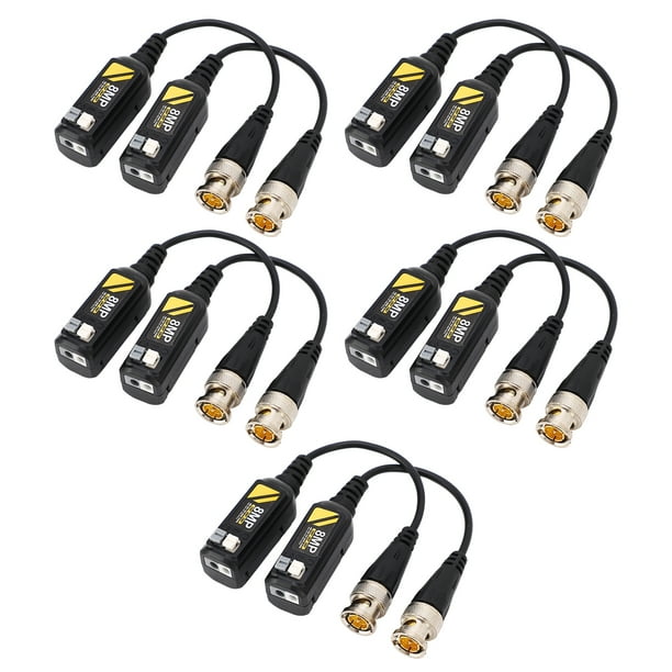 5 Pair 8MP BNC Video Balun Connector Low Loss Transmission Lightning ...