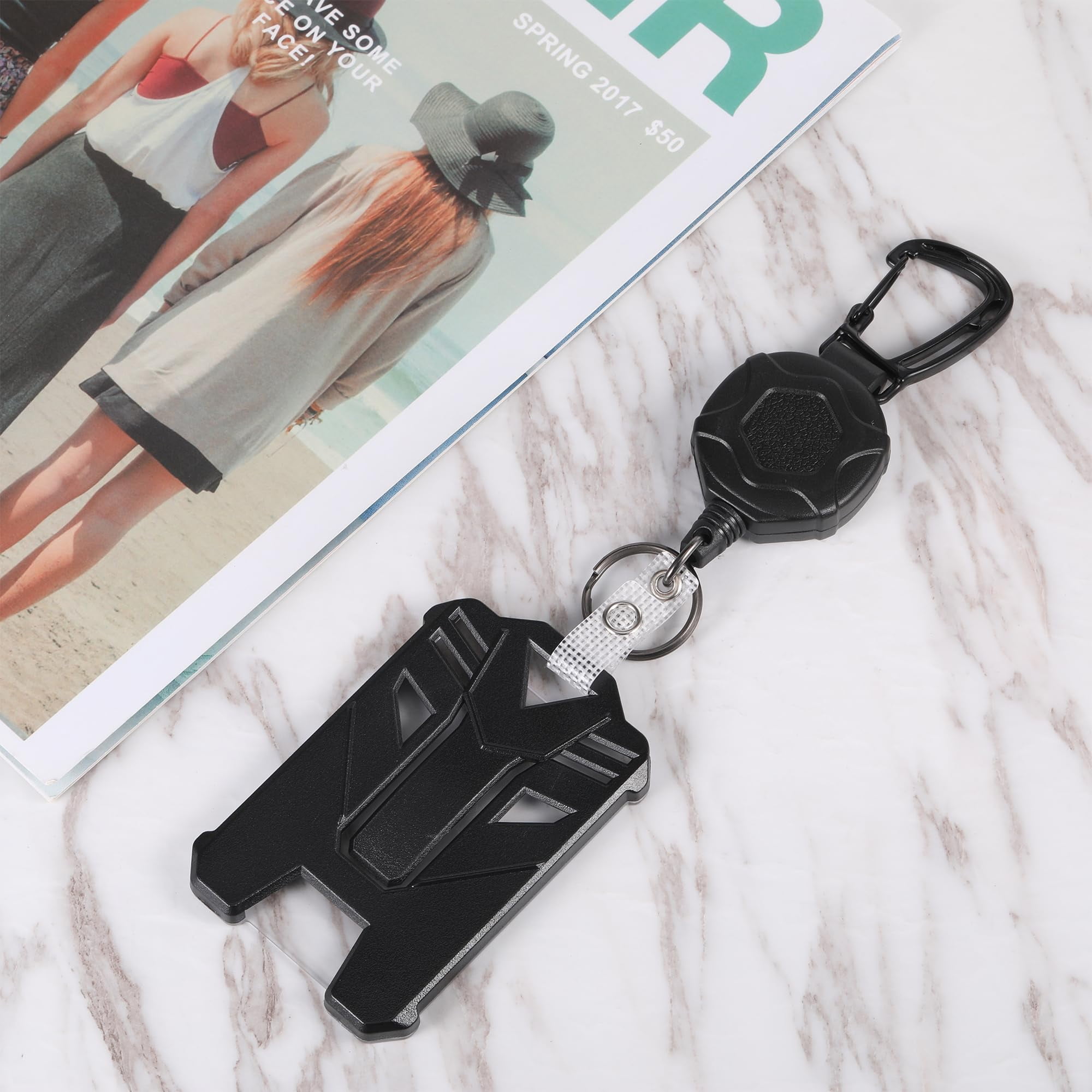 Sidaley Práctico portatarjetas, cordón de acero extensible, llavero ...