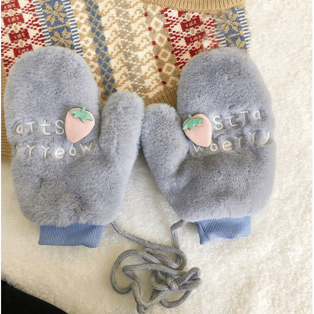 Plush Gloves, Plush Thick Warm Gloves, Cute Cartoon, Full-Finger Couple ...