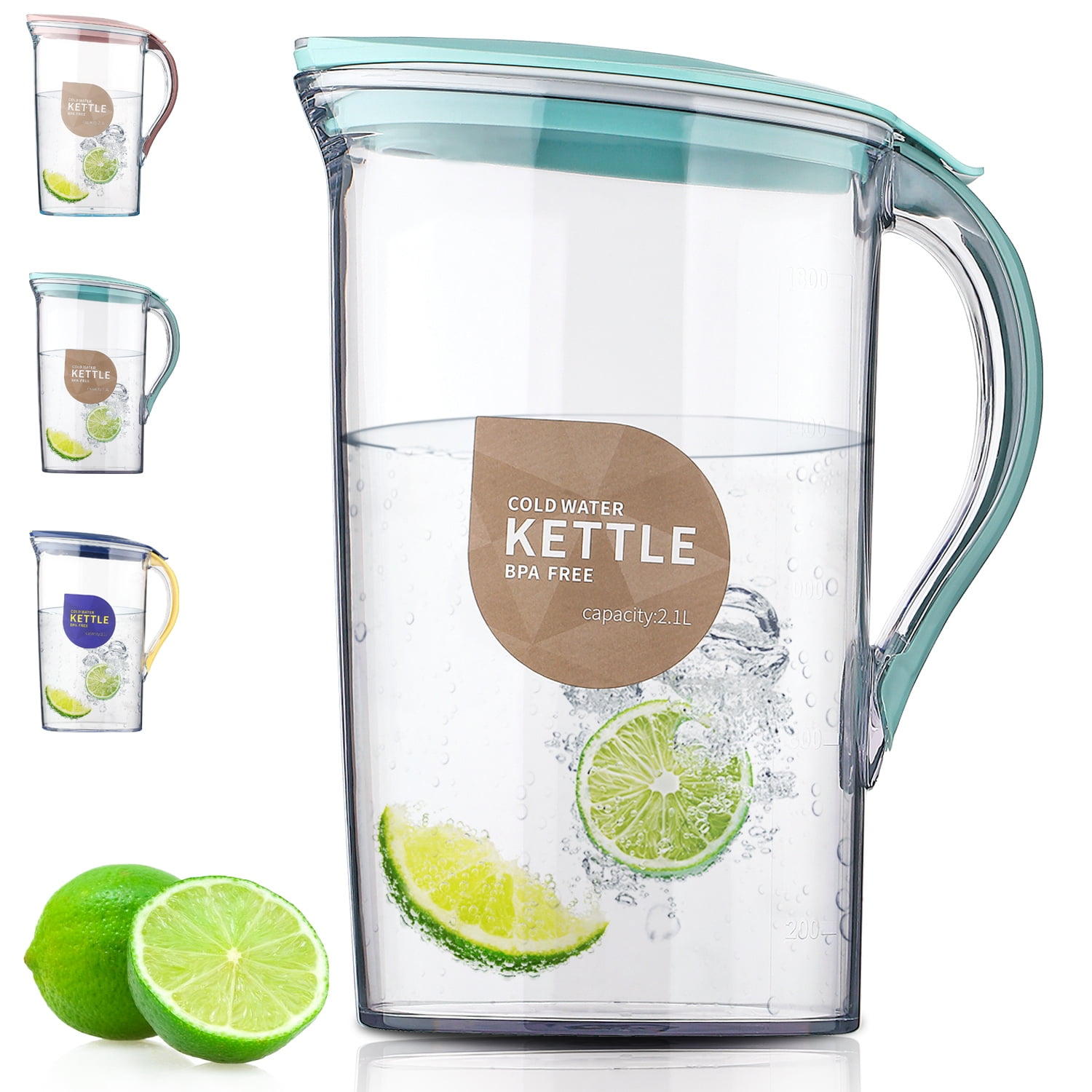 ReaNea Plastic Water Pitcher with Lid 71 oz, Great for Juice, Milk ...