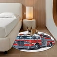 7ft Round Rug Fire Trucks Area Rugs for Living Room Bedroom Washable ...