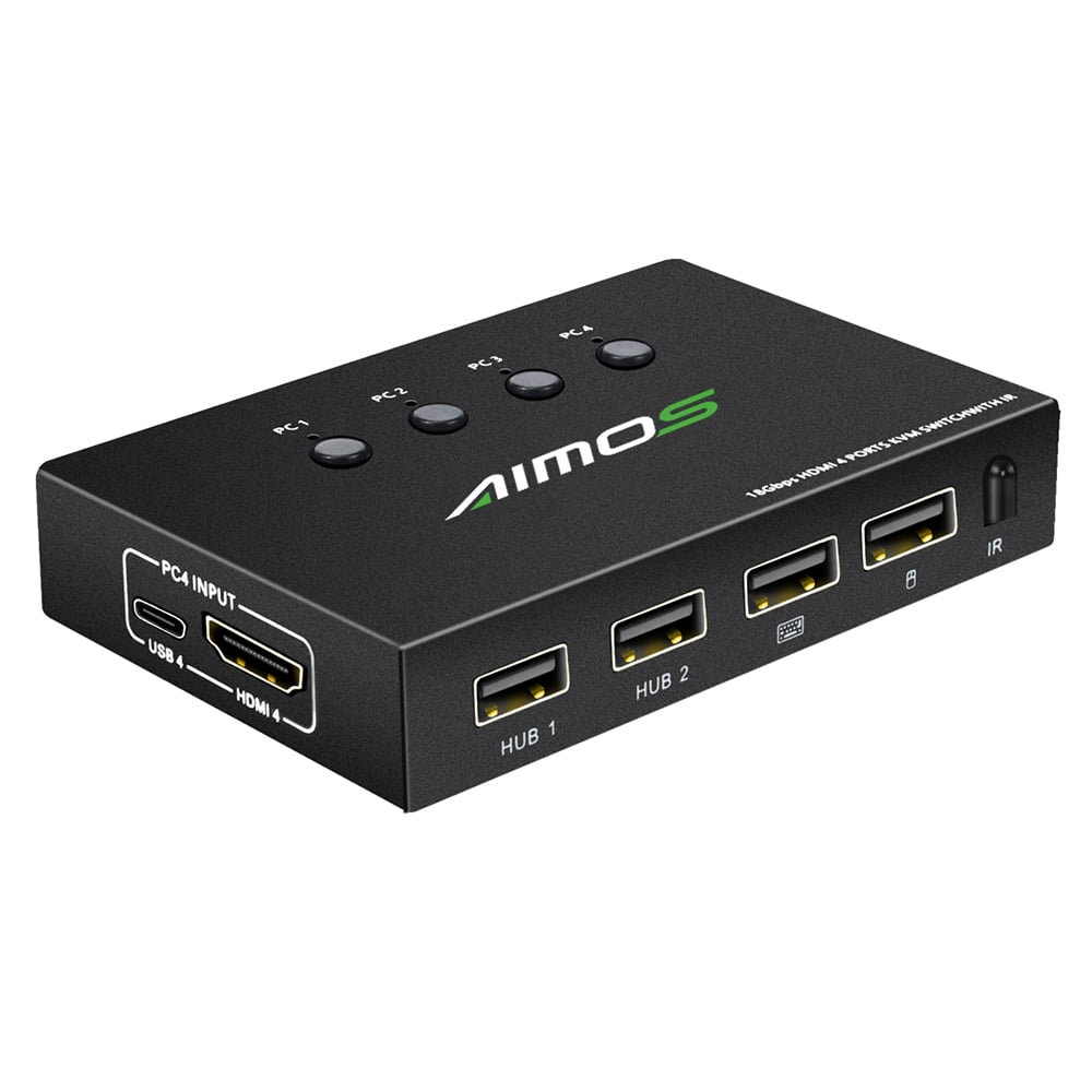 Conmutador USB 4K 60Hz Abanopi 4 puertos Con control remoto | Walmart ...