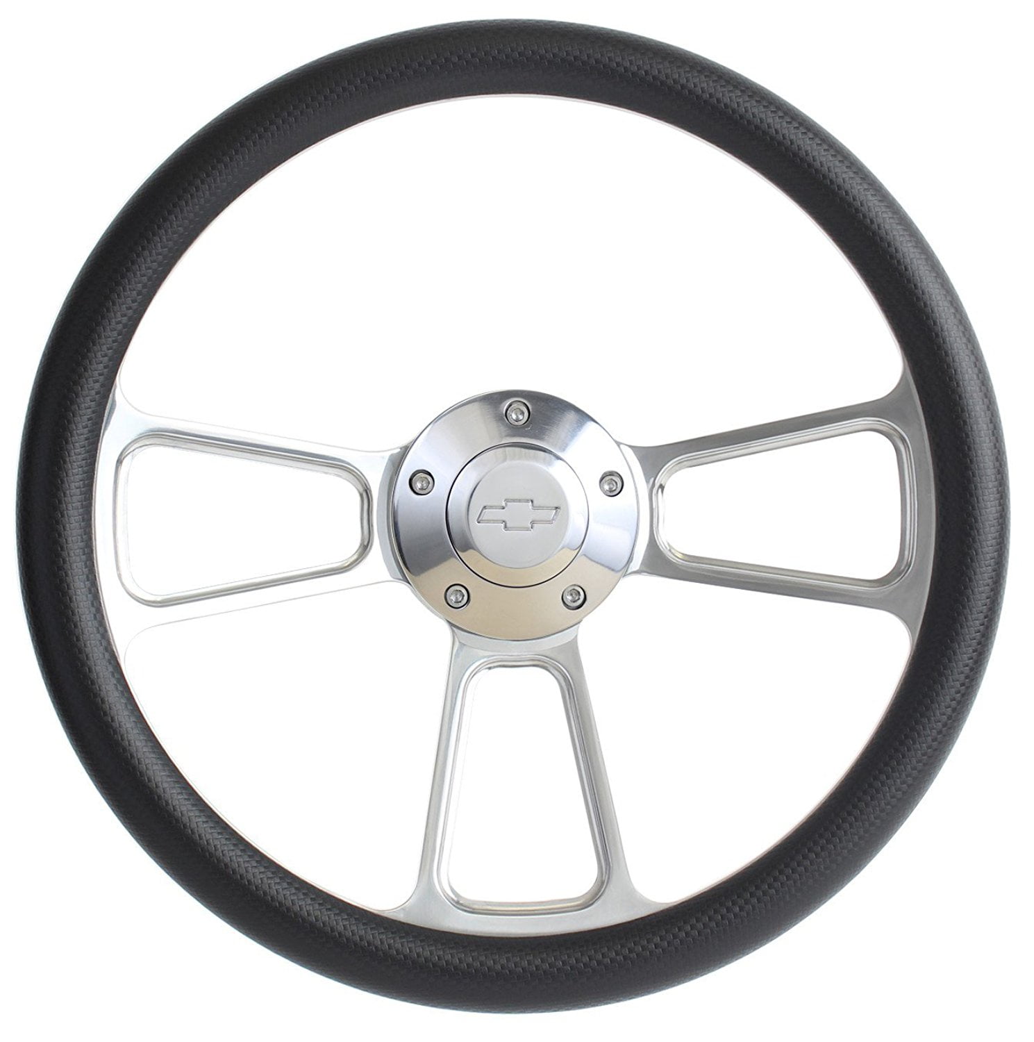 Carbon Fiber Vinyl Steering Wheel 14 Inch Aluminum with Chevy ...