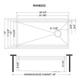 Ruvati Rvh8222 Roma 33-1/2" Undermount Single Basin Stainless Steel ...
