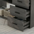 Modern Computer Desk with 3 Drawers Office Writing Desk with Hutch Gray ...