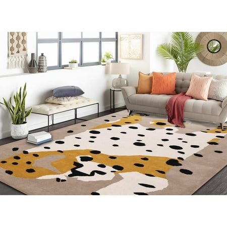 UPC 450373023234 - Tufted Wool Area Rug | Bright Color Soft Rug | Unique Modern Design Animal ...