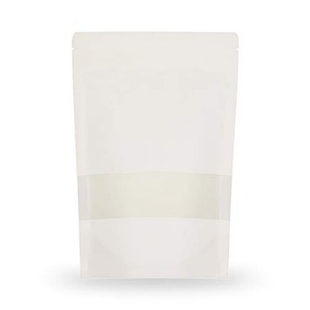 SumDirect White Kraft Zip Lock Stand Up Food Bags Pouches with U-Notch ...