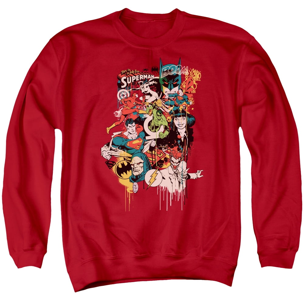 DC Comics Dripping Characters Adult Crewneck Sweatshirt Red - Walmart.com