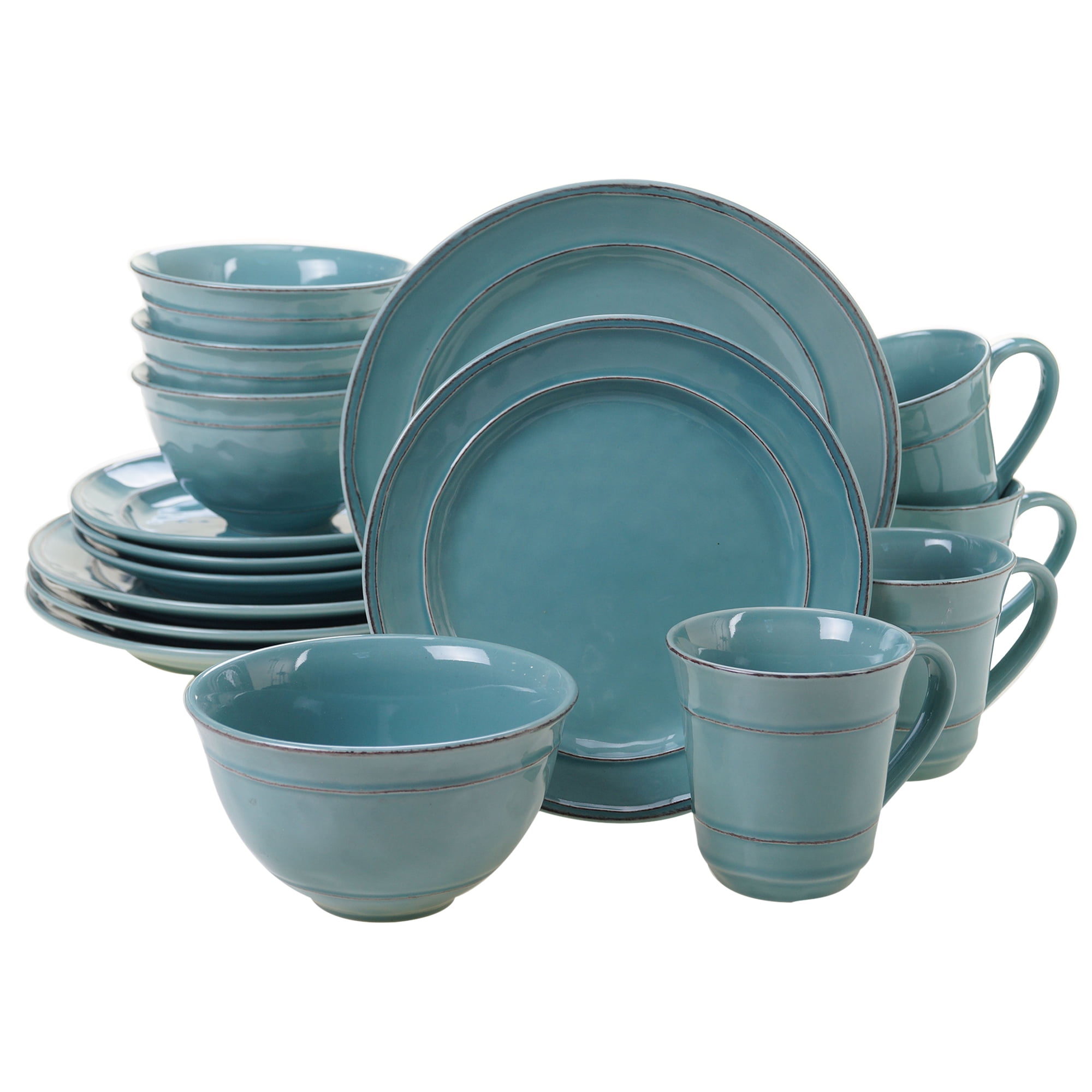 Orbit Teal 16pc Dinnerware Set - Walmart.com