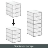 mDesign Plastic 3 Drawer Stackable Organizer for Bathroom Storage, 4 ...