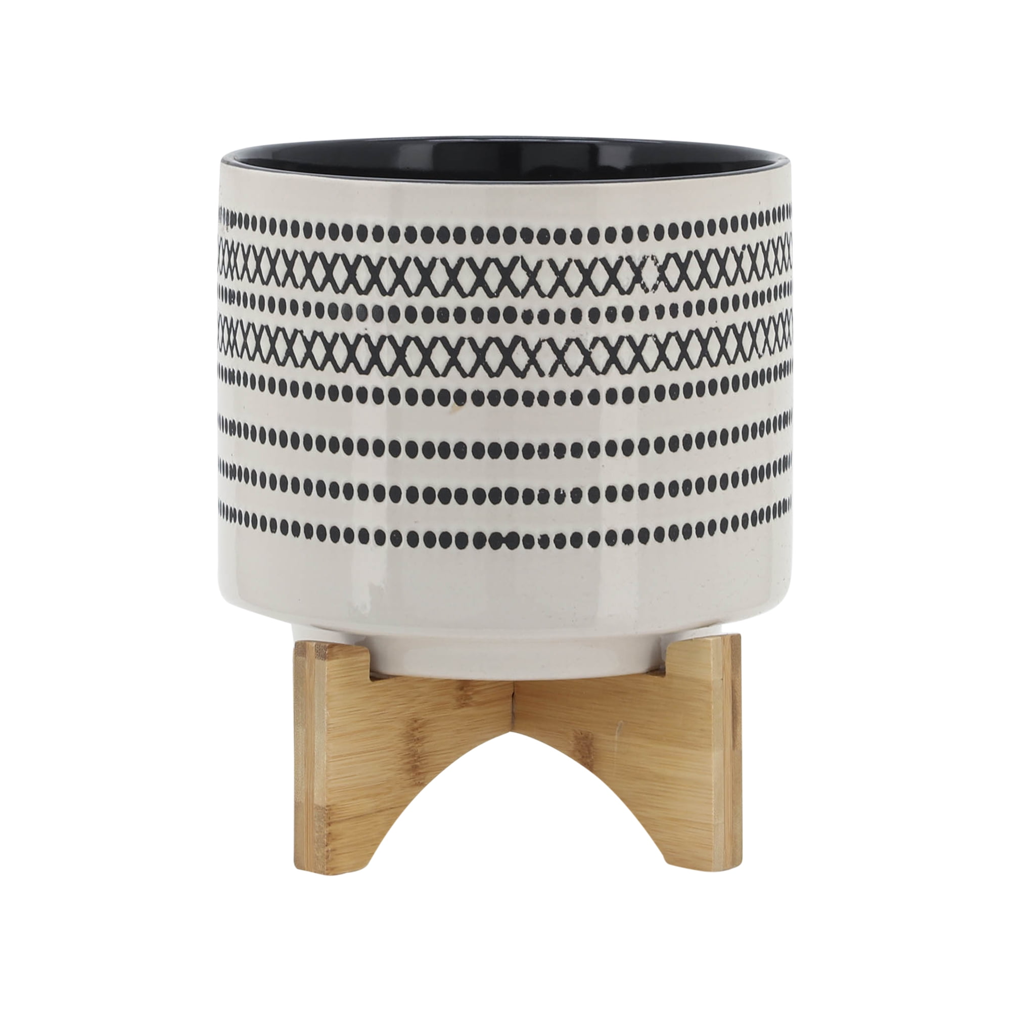 Sagebrook Home 8" Aztec Planter With Wood Stand, Gray - Walmart.com