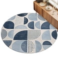 Abstract Semicircles Round Living Room Rugs 8 ft, Boho Art Modern Denim ...