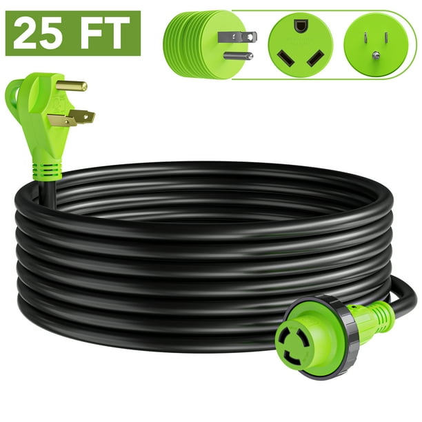 Leisure Cords 25' Power/Extension Cord with 30 AMP Male Standard/30 AMP Female Locking Adapter ...