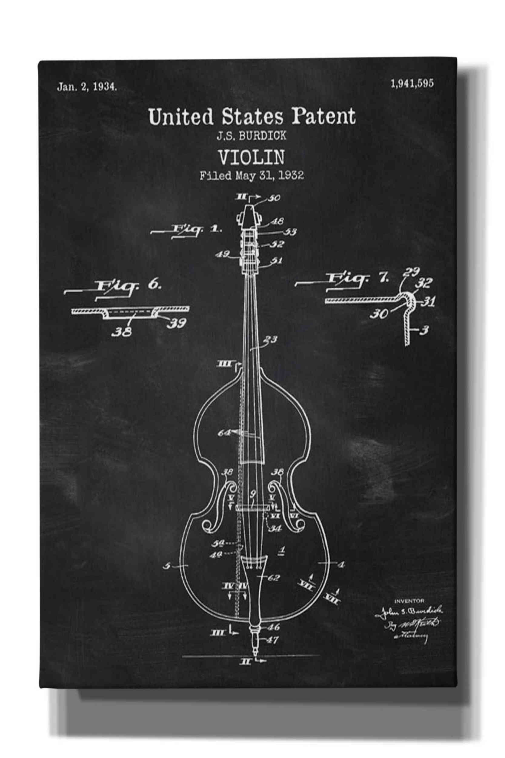 Epic Graffiti 'Violin Blueprint Patent Chalkboard' Canvas Wall Art, 12 ...
