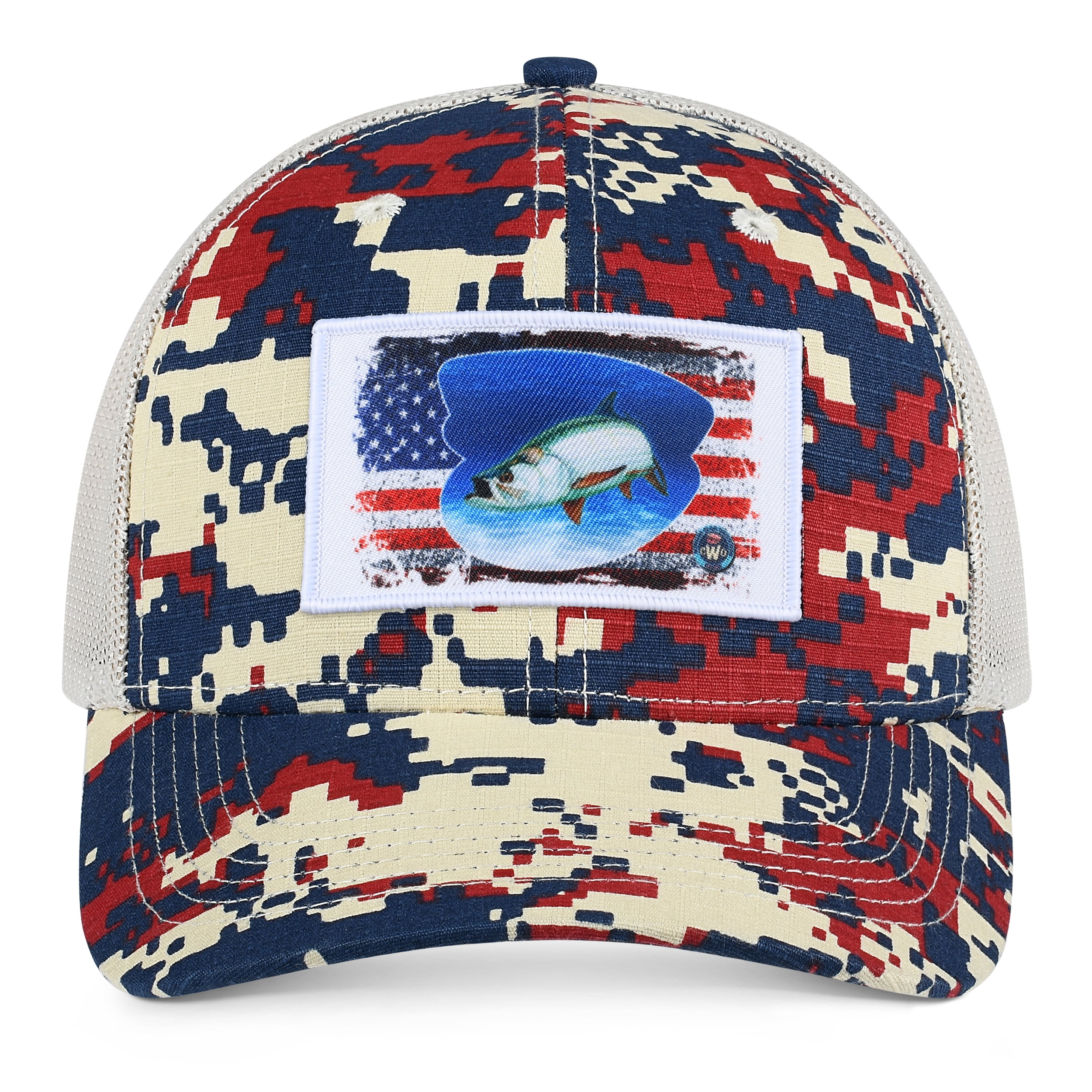 Patriotic Fishing Trucker Hat(1) - Set of 3 Changeable Fishing Patches ...