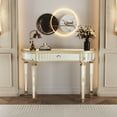 47" Half-Moon Mirrored Console Table with Fluted Glass & Crystal Knob ...