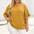 Ashirexll Womens Casual Tops Plus Size Casual Fashion Solid Color ...