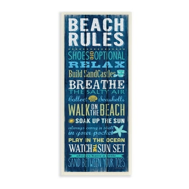 Stupell Industries Beach Rules Wall Plaque Art 7x0.5x17 Lithograph ...