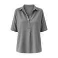 Ashirexll Short Sleeve Shirts for Women Fashion Casual Solid Color ...