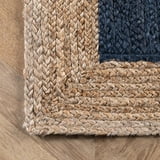 Indian Handmade Braided Natural Farmhouse Inner Blue Jute Area Rugs ...