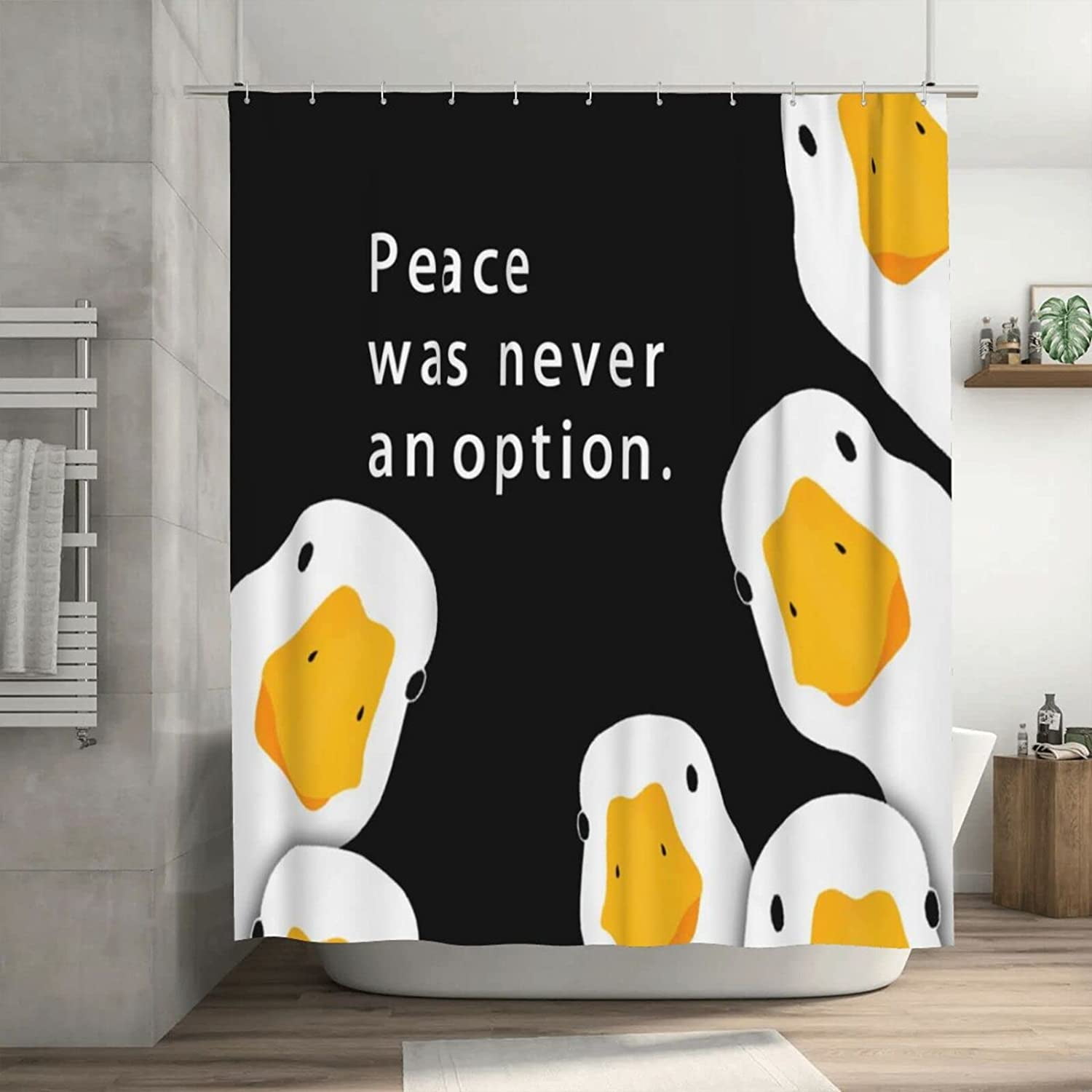 Cartoon Koda Duck Shower Curtain Black and White Boho Shower Curtain ...