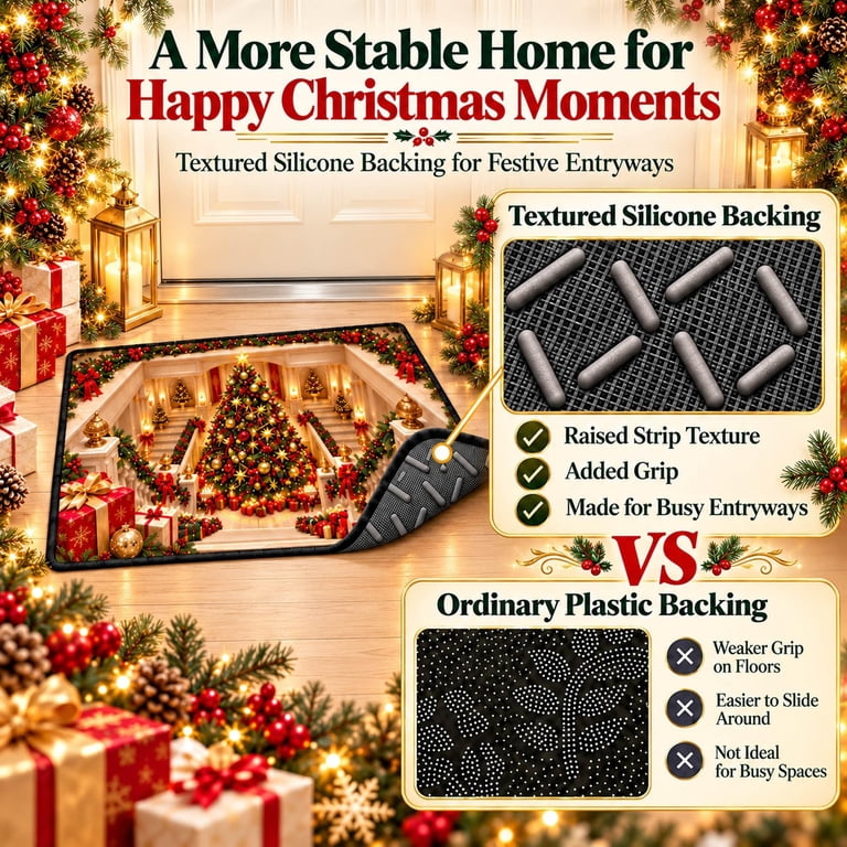 CZBZ 3D Christmas Rug Optical Illusion, Rectangular 3D Xmas Doormat, 20 ...
