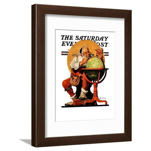 Santa at the Globe Saturday Evening Post Cover, December 4,1926 Framed ...