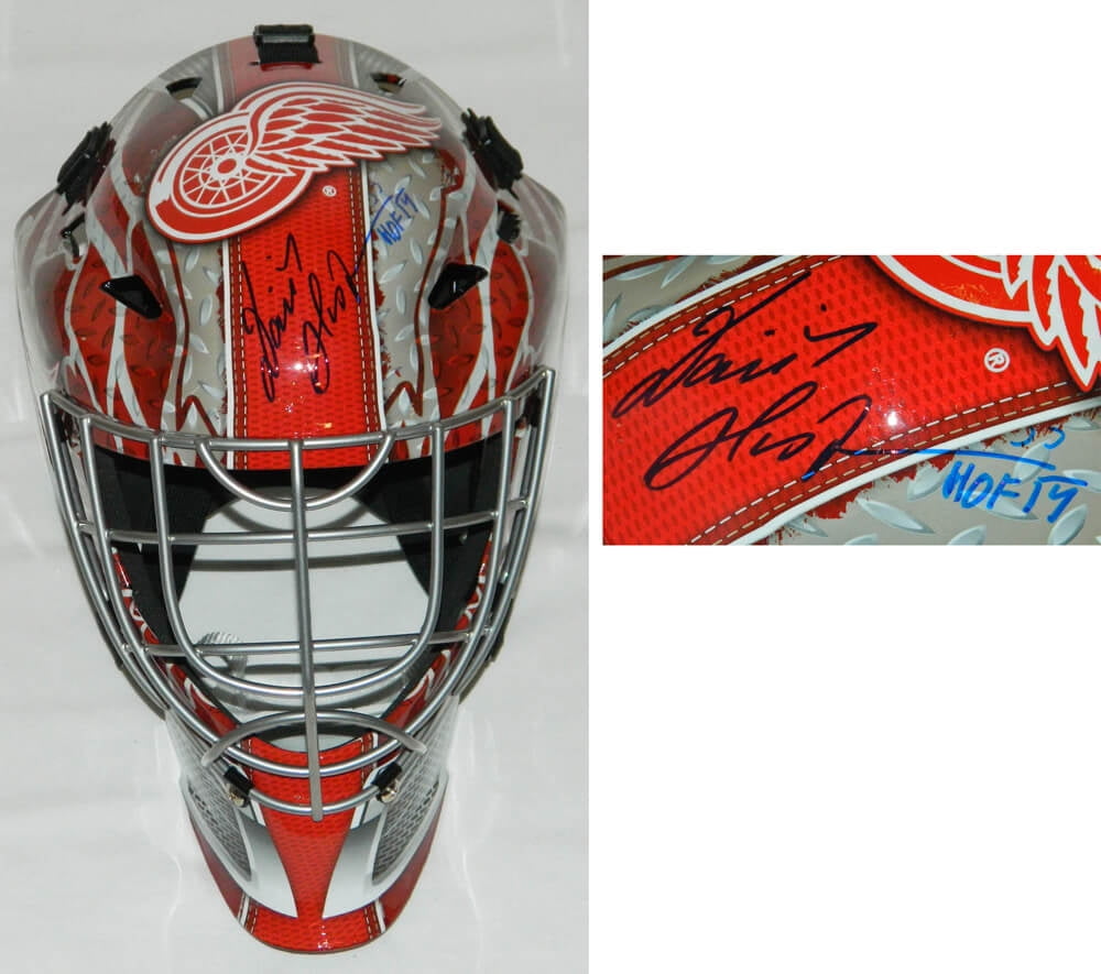 Dominik Hasek Signed Detroit Red Wings Logo Replica Goalie Mask w/HOF ...