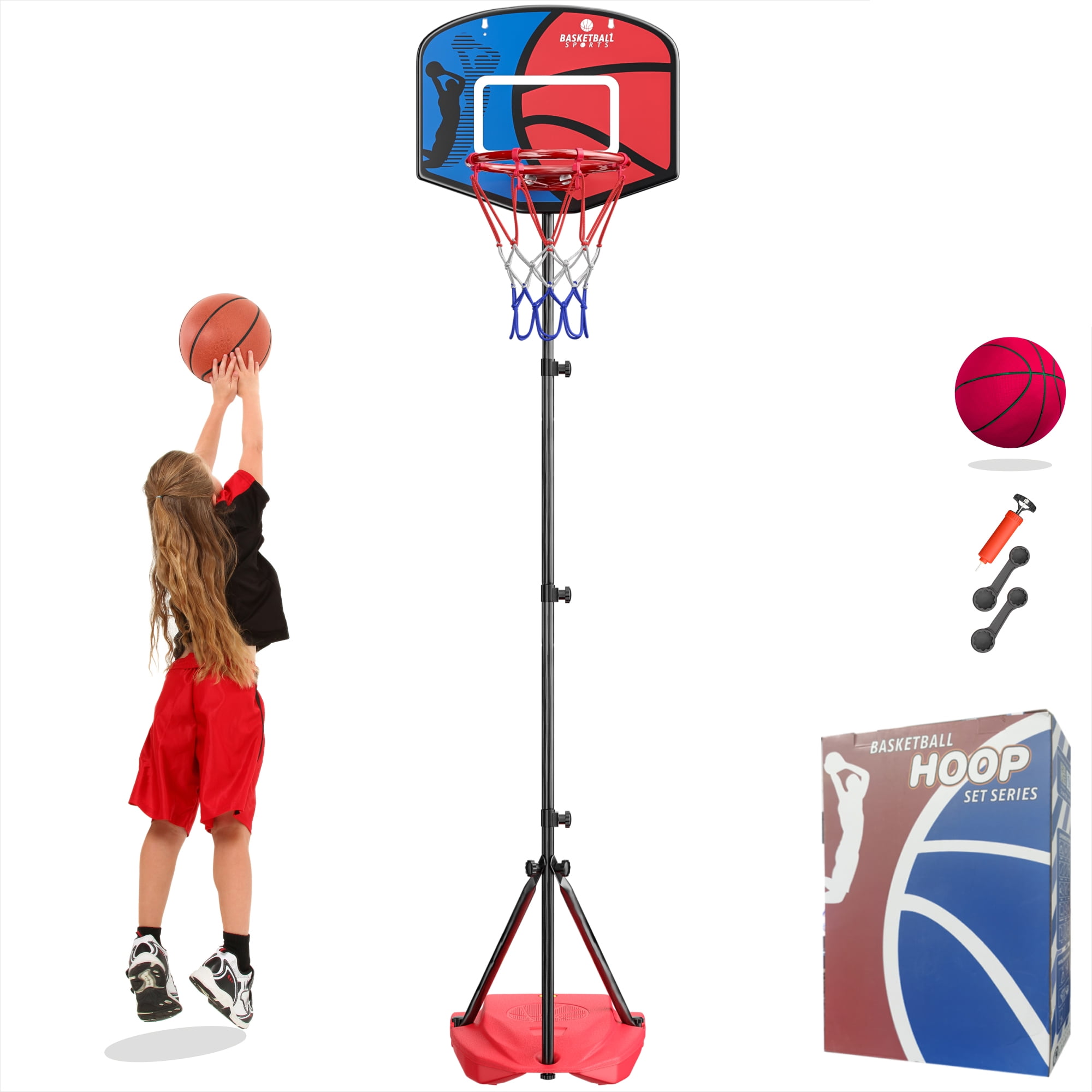 Basketball Hoop for Kids, Height-Adjustable 2.9 FT-6.1 FT, Indoor and ...