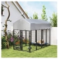 8x4x6 Dog Kennel Outdoor, Dog Run with Rotating Bowls, Waterproof Cover ...