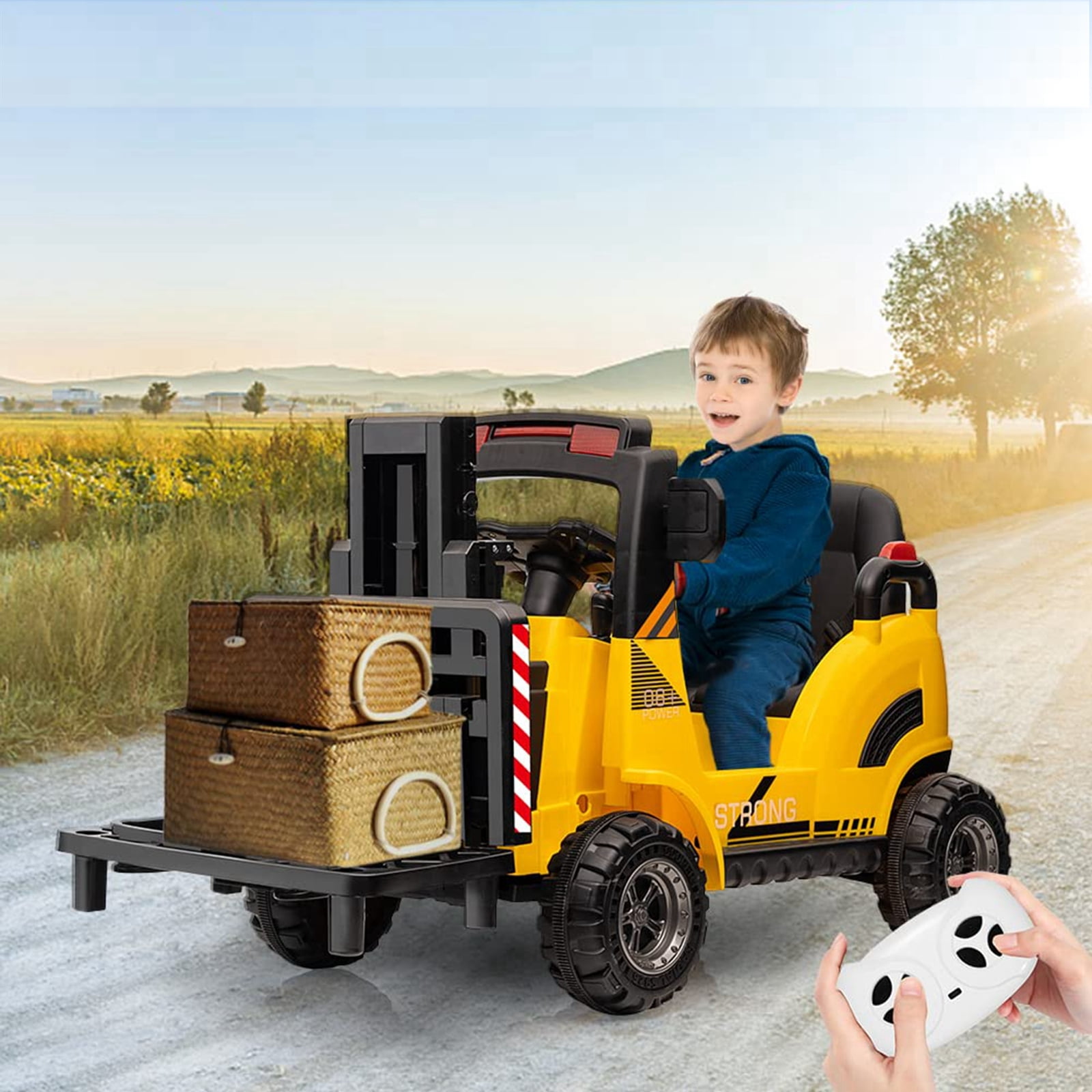 Sakiyrr 12V Powered Ride on Forklift Car with Lifting Fork, Pallet ...