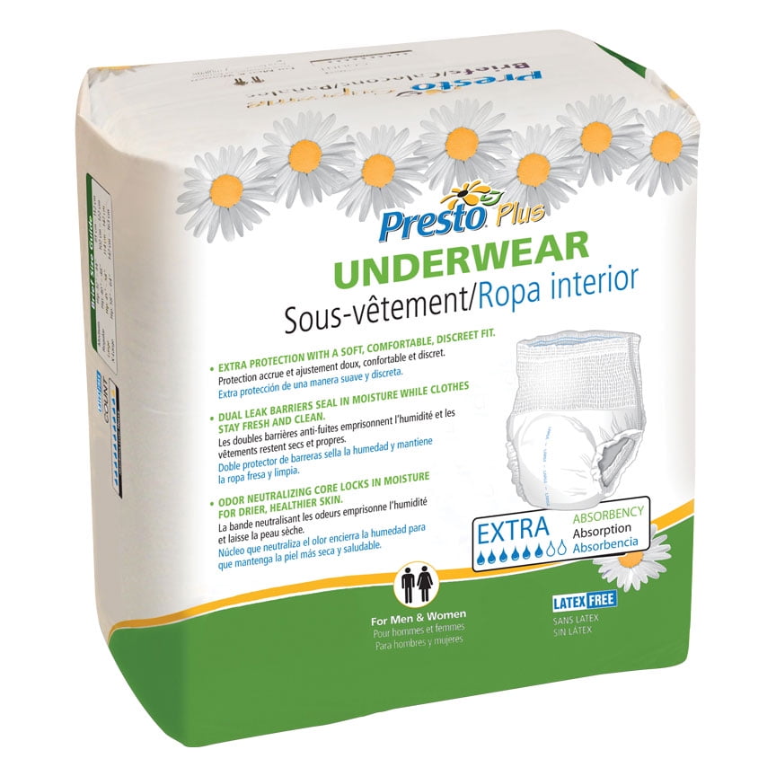 Presto Plus Extra Absorbency Adult Underwear 20-Pack Medium Size ONE ...