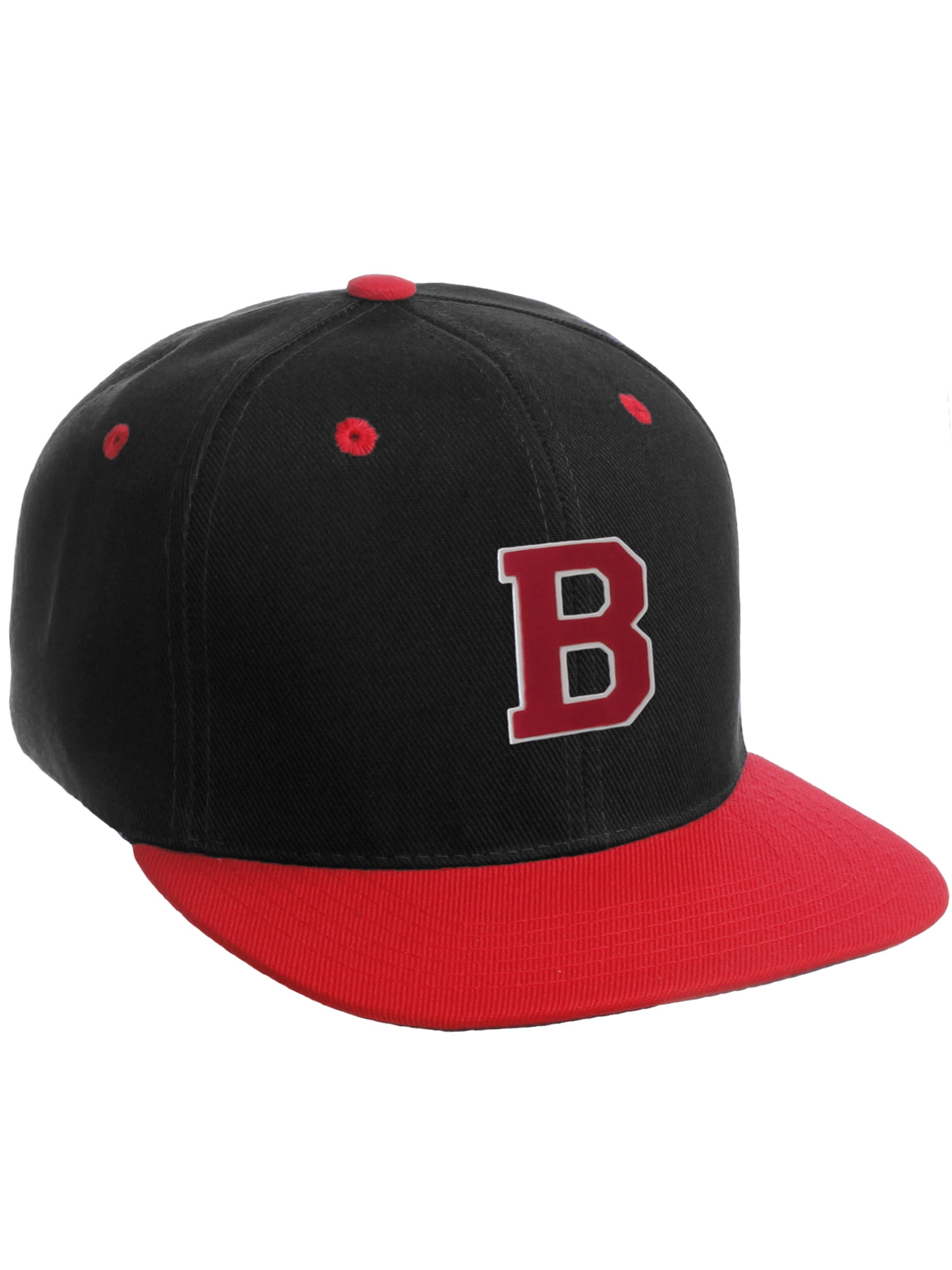Classic Snapback Hat Custom A to Z Initial Letters, Black Red Cap White ...