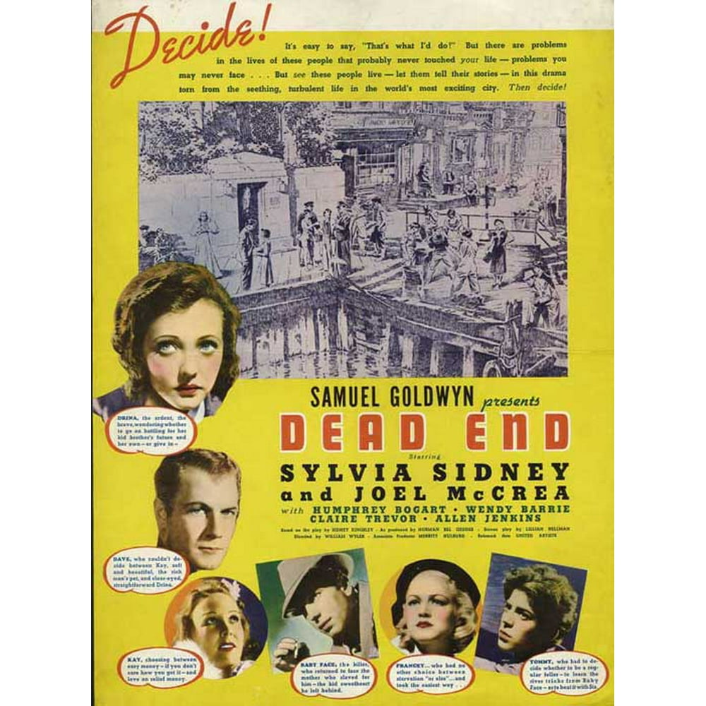 Dead End - movie POSTER (Style D) (11" x 17") (1937) - Walmart.com ...