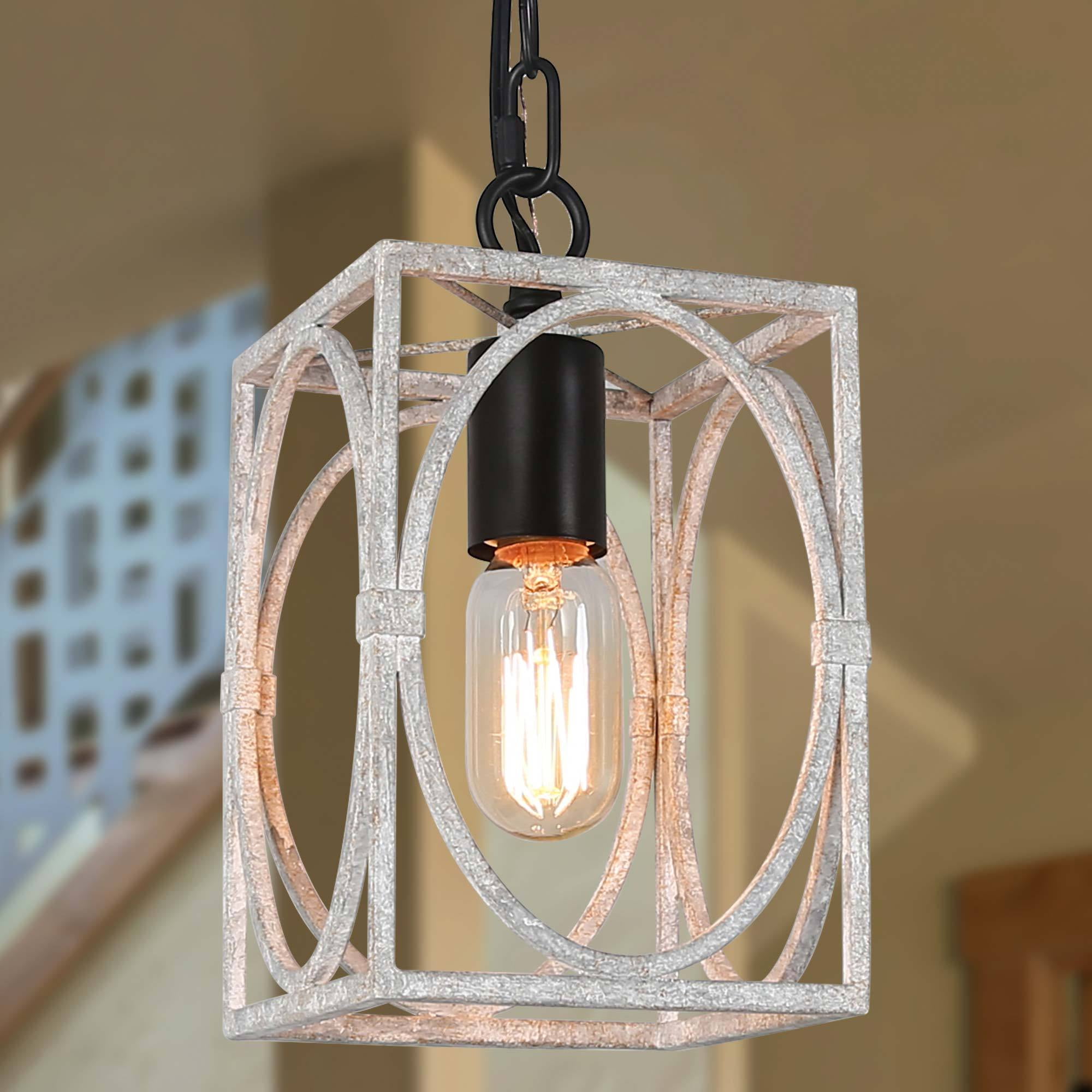 LNC Rustic&Farmhouse 1-Light Wood Pendant Light for kitchen island ...