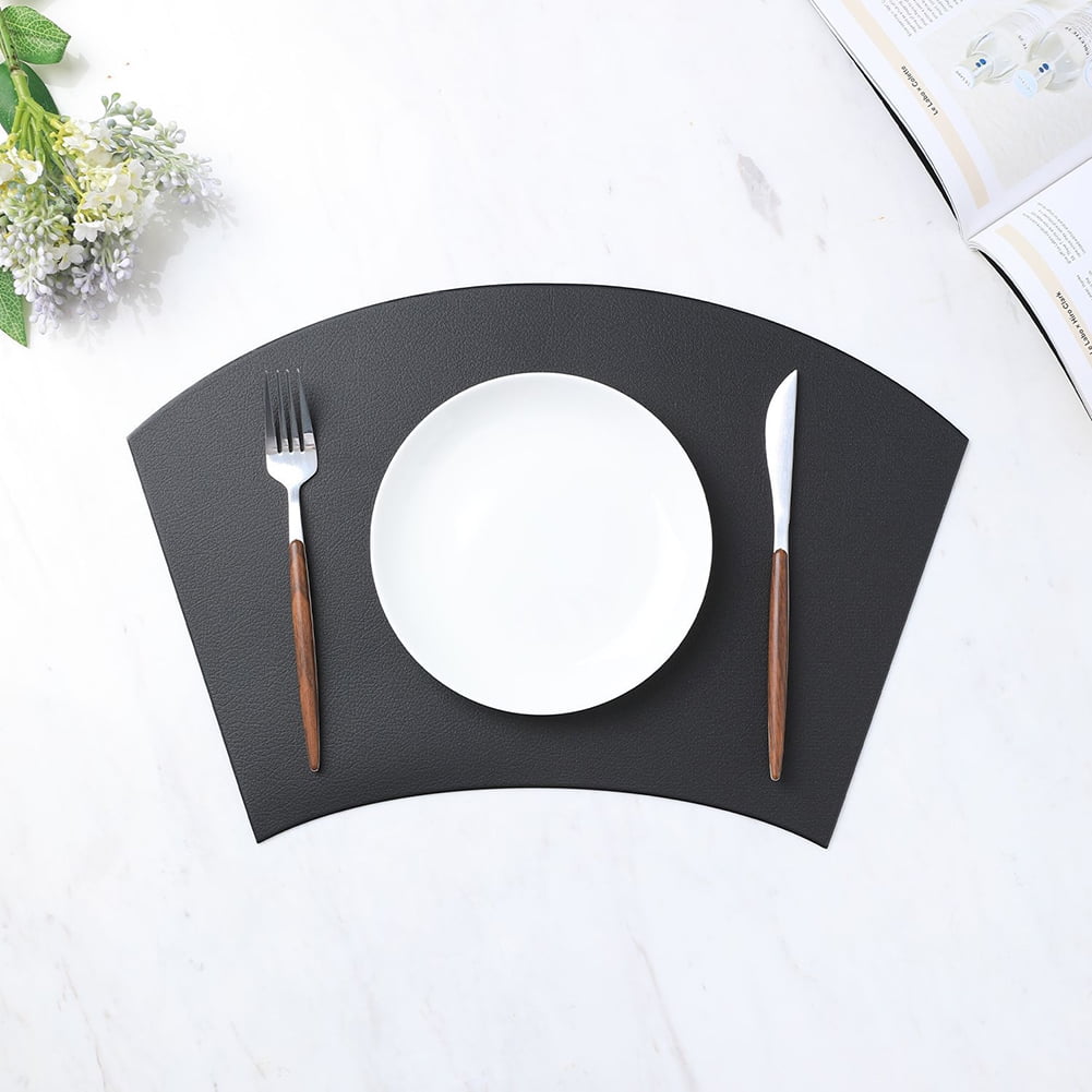Fan-shaped Leather Placemats WaterproofHeat-Resistant Dining Table ...