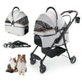 4-Wheel Foldable Pet Stroller, 360° Swivel Wheels with Detachable ...