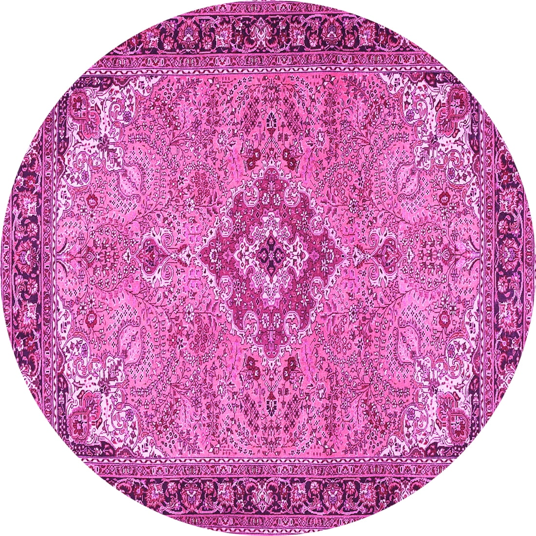 Ahgly Company Indoor Round Medallion Pink Traditional Area Rugs, 5 ...