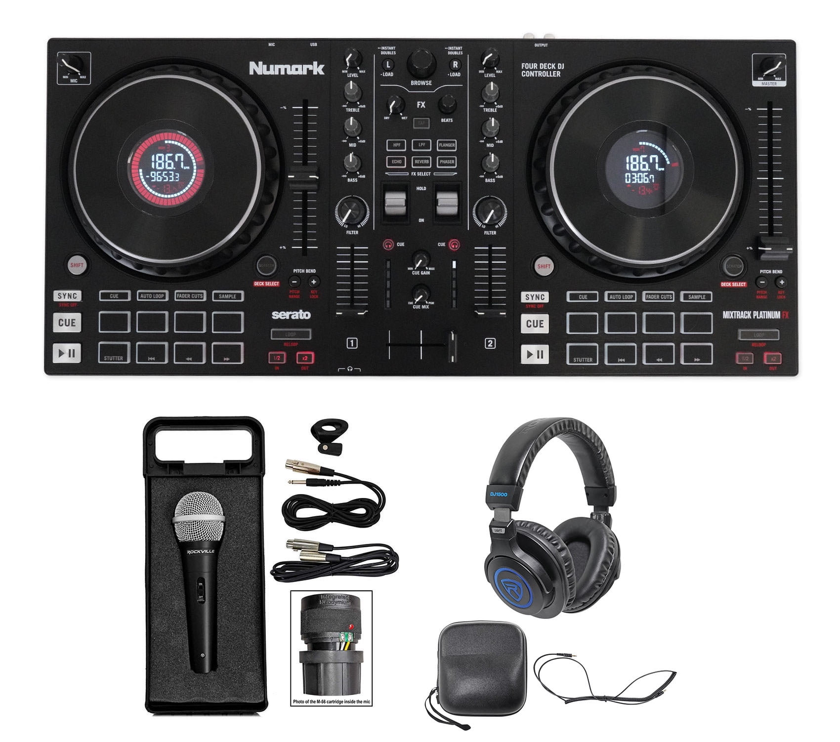 Numark Mixtrack Platinum FX 4-Deck Serato DJ Controller+Headphones ...