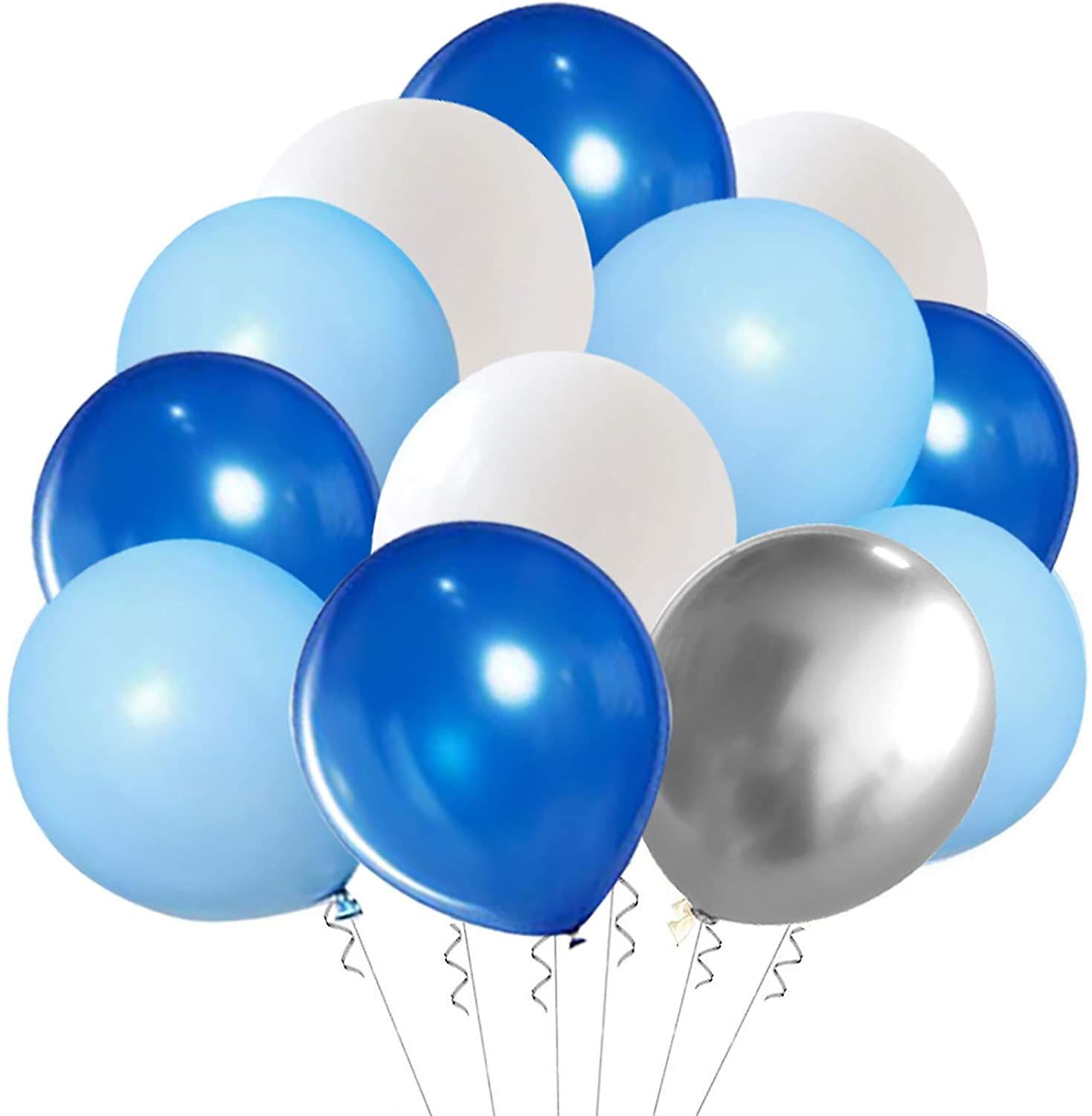 Globos de látex azul plateado y blanco, 50 Uds. Globos metálicos azul ...