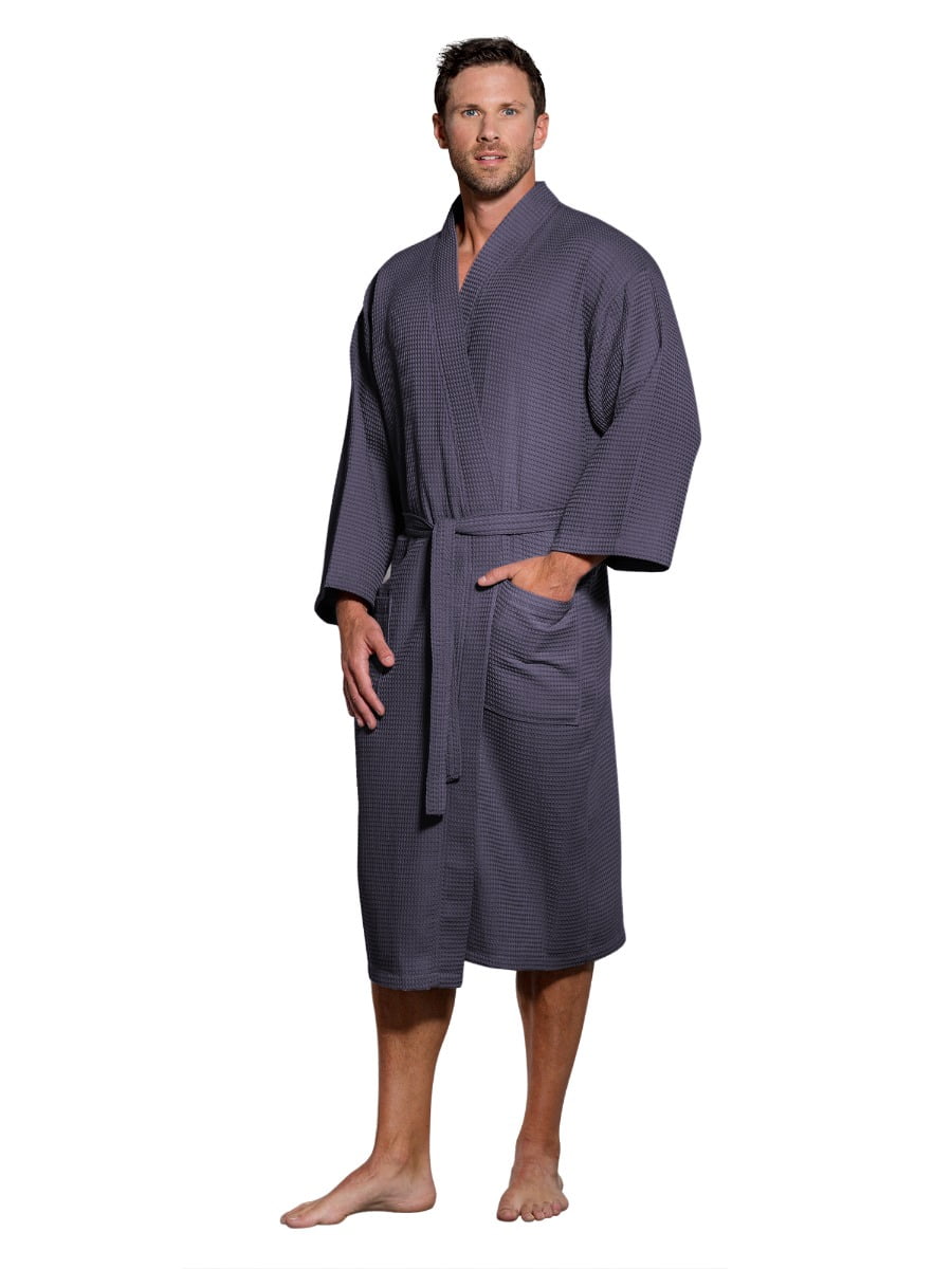 Turquaz Linen Lightweight Long Waffle Kimono Spa Robe for Men (XX-Large ...