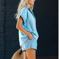 Binmer Women’s Denim 2 Piece Outfit Sets, Short Sleeve Shirt Top and ...