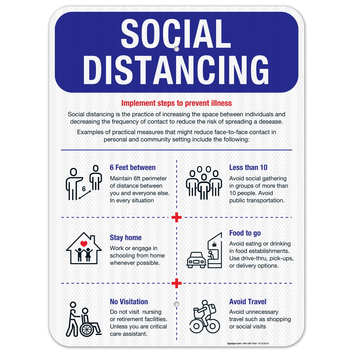 Social Distancing Sign, 18x24 Reflective Aluminum EGP - Walmart.com