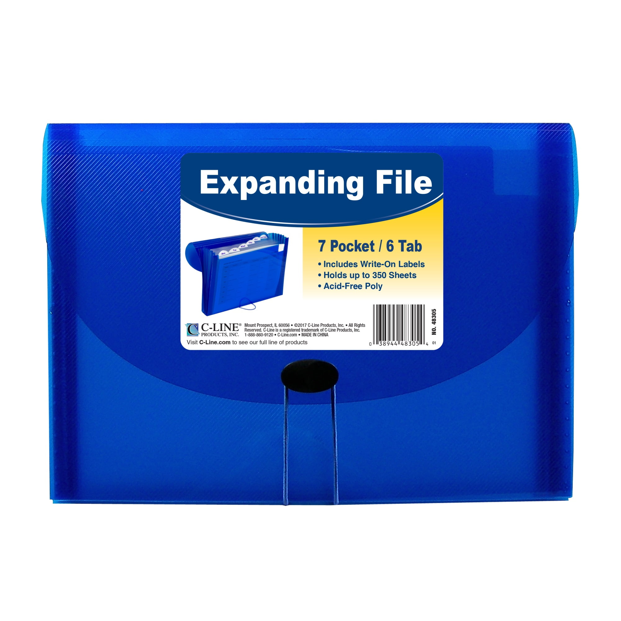 7-Pocket Letter Size Expanding File, Blue, 1/EA (Set of 12 EA ...